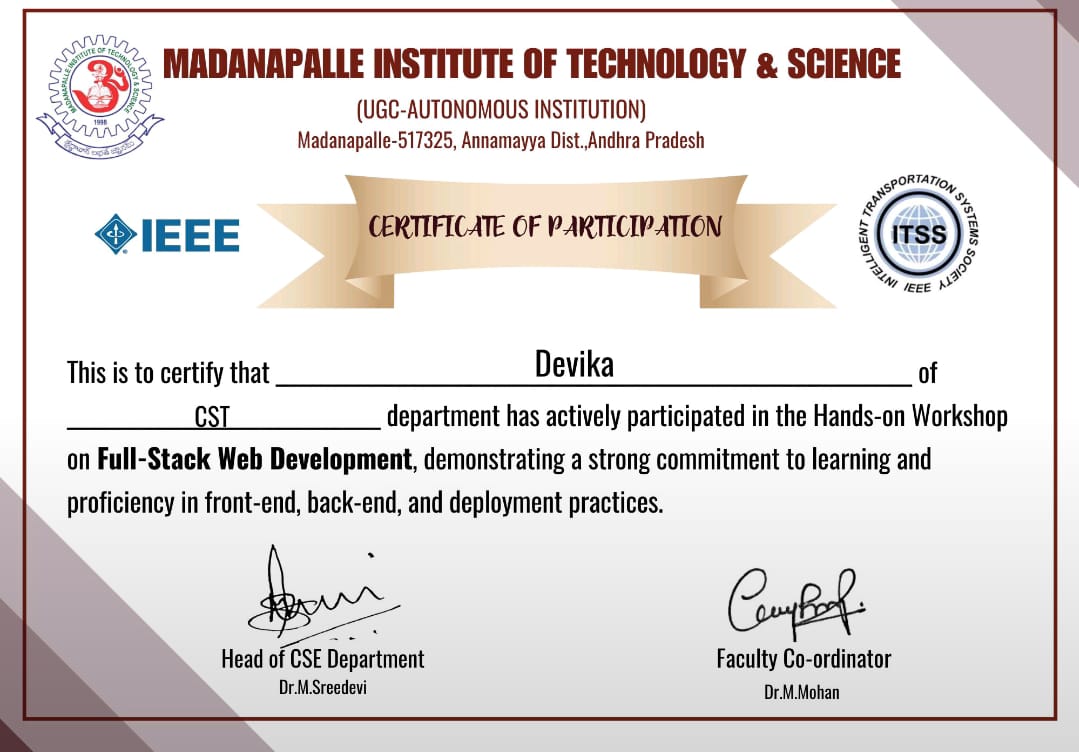 S Devika - Software Engineer Portfolio